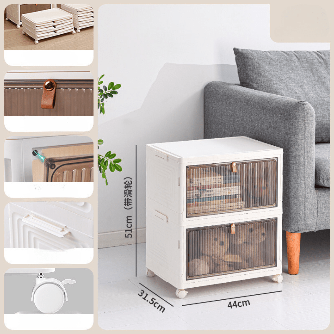 Flip-Top Storage Cabinet Wheels Stackable Cabinet – HOME ESSENTIALS