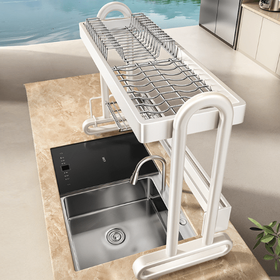 Clean Edge Stainless Steel Multi-Function Dish Rack Organizer