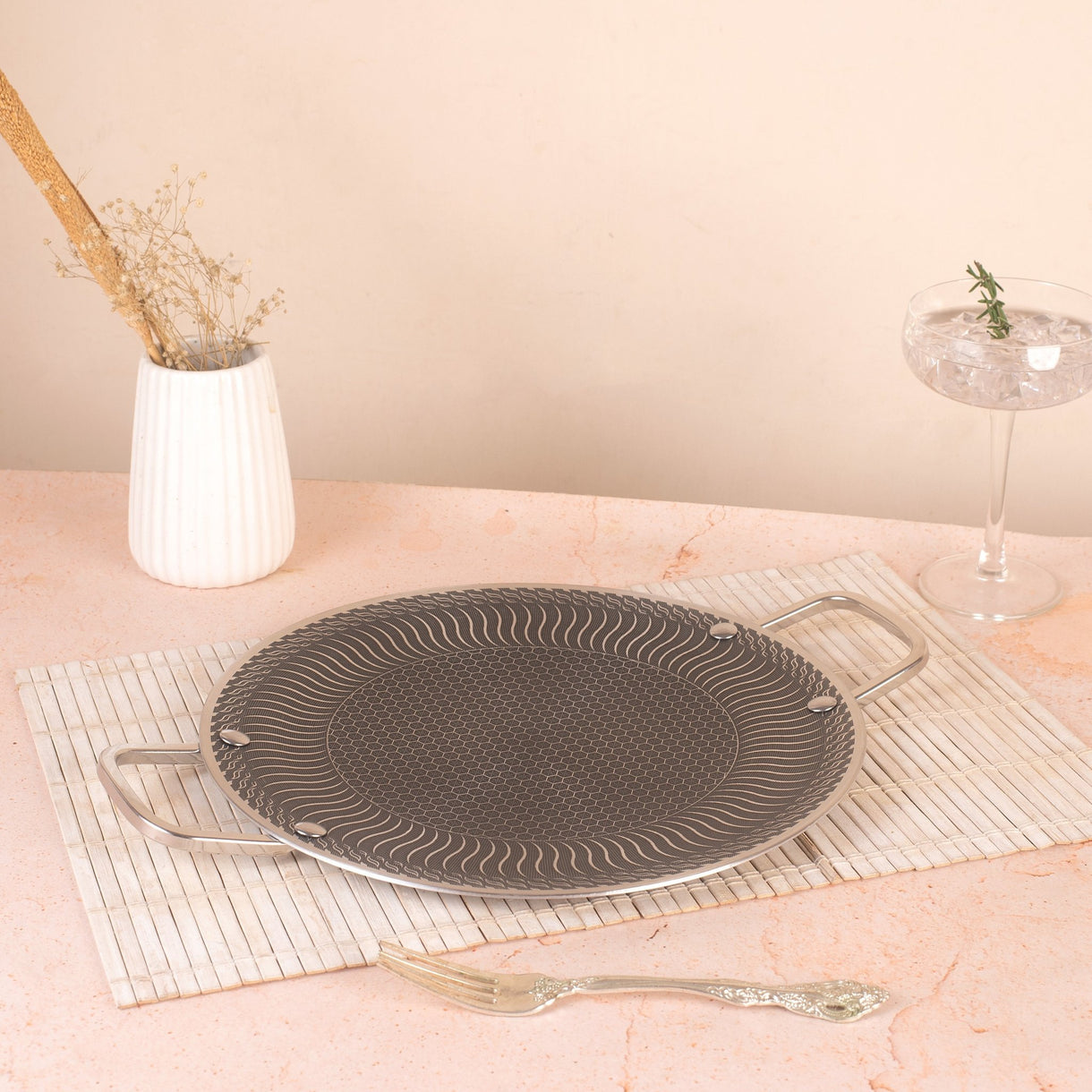 Stainless Steel Honeycomb Multi-Purpose Pan & Tray with Handle (30cm)