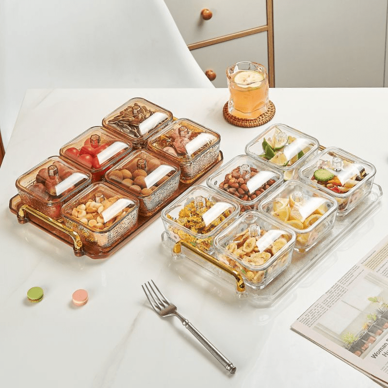 Luxury Serving Tray With Bowls & Lid