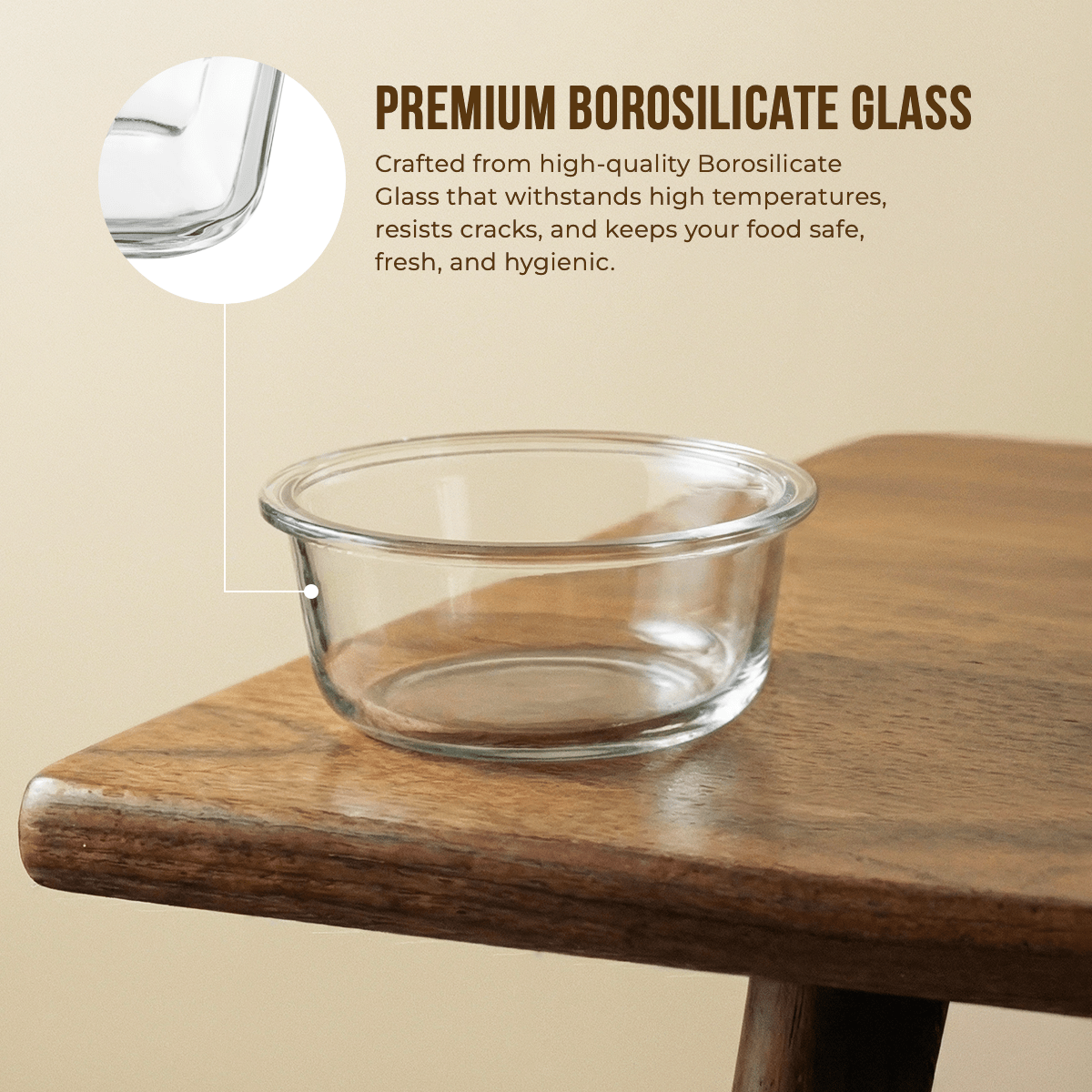 Round Borosilicate Glass Food Container with Printed Lid