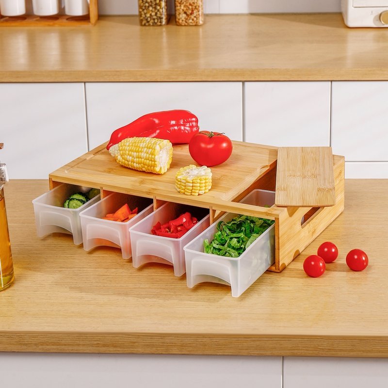 Home All products 4 Containers With Wooden Chopping Board